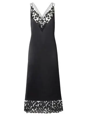 Fendi Dress Black Silk And Lace Dress - [black]